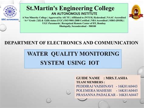 water quality monitoring system using iot pptx internet of things