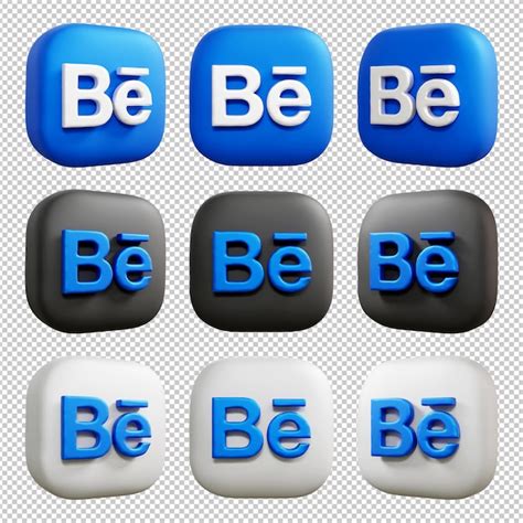 Premium Psd 3d Behance Icon Set Or 3d Realistic Behance Icon Pack
