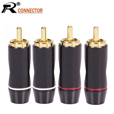 100 Rca 남성 플러그 납땜 와이어 커넥터 고품질 골드 도금 스피커 잭 Rca 플러그 50 쌍 레드 화이트speaker