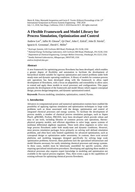 Pdf A Flexible Framework And Model Library For Process Papersleeetal