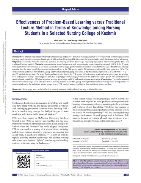 Pdf Effectiveness Of Problem Based Learning Versus Traditional Lecture Method