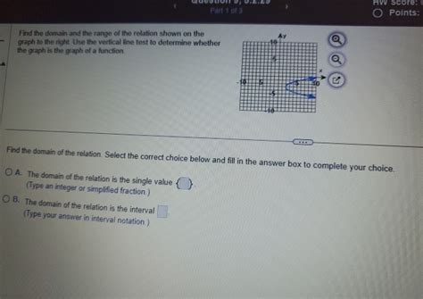 solved find the domain and the range of the relation shown