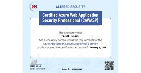 Passed Cawasp Exam By Altered Security Faisal Husaini Posted On The Topic Linkedin