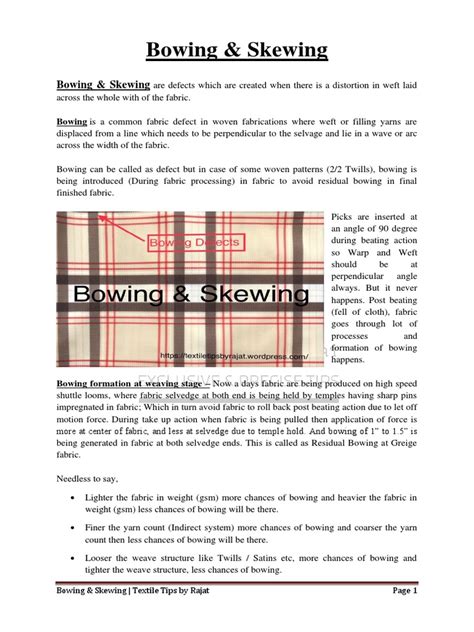 Bowing And Skewing Pdf Textiles Textile Arts