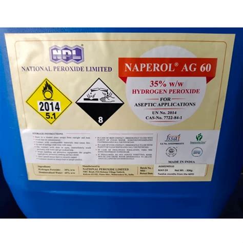 Food Grade Hydrogen Peroxide 35 Packaging Size 25l At ₹ 45kg In Mumbai