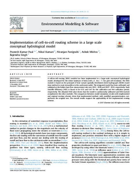Pdf Implementation Of Cell To Cell Routing Scheme In A Large Scale Conceptual Hydrological Model
