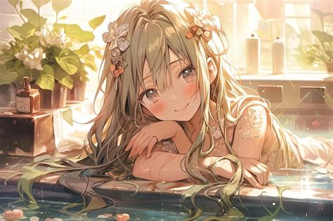 Premium Ai Image Anime Girl Taking Chocolate Bath Manga Style