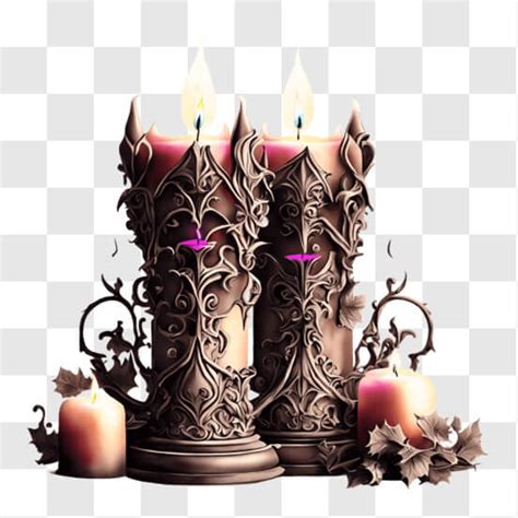 Download Gothic Candle Holder With Purple Candles Png Online Creative