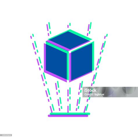 홀로그램 흰색 배경에 두 가지 색상이 오버레이된 아이콘 3차원 형태에 대한 스톡 벡터 아트 및 기타 이미지 3차원 형태 입방체 초현대적 Istock