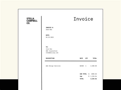 Minimalistic Fun Invoice Template Etsy