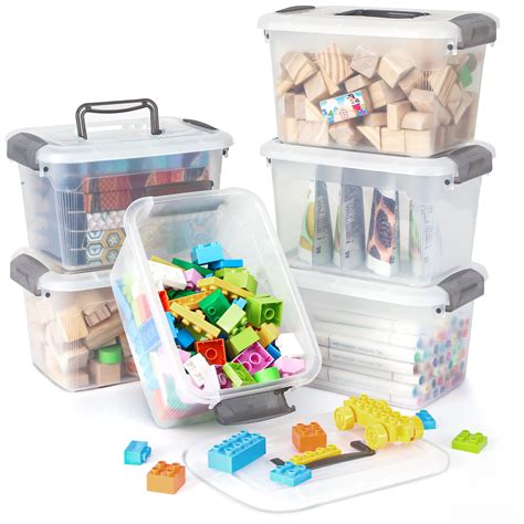 Rebrilliant 6 Packs 6 Qt Storage Bins With Lids Clear Plastic Bins With