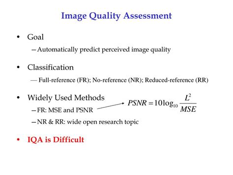 Ppt Image Quality Assessment From Error Visibility To Structural