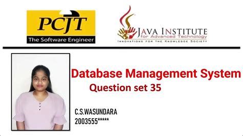 Question Set 35 Database Management System Java Institute Youtube