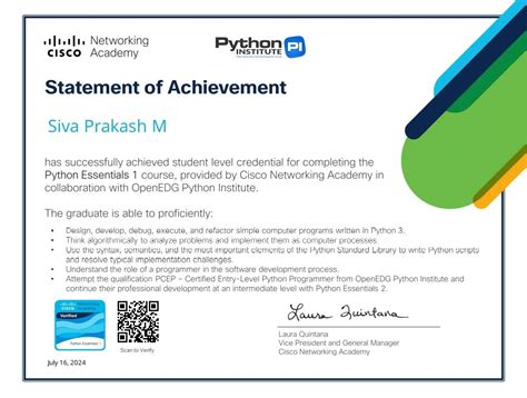 I Was Successfully Completed The Python Essentials 1 Course Provided