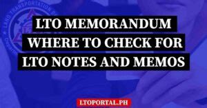 LTO Memorandum Where To Check For LTO Memo And Notes LTO Portal PH