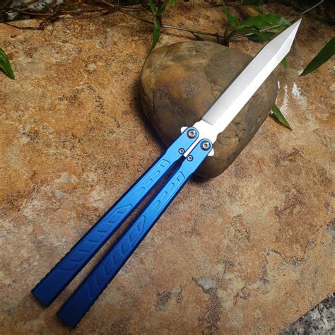 Theone Falcon Balisong Butterfly Swinging Knife Blue Switch Blade