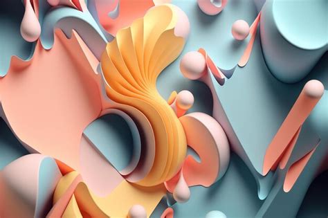 Premium Photo 3d Render Abstract Geometric Background Pastel Colorful