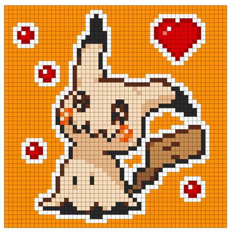 Mimikyu Pokemon Pix Brix Template Pixel Art Pixel Art Grid Pixel Art Pattern
