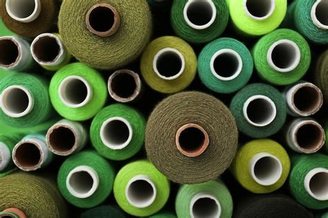 Premium Photo Green Sewing Threads Closeup