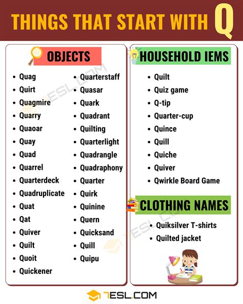 Things That Start With Q In English • 7esl
