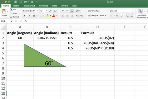 How To Find The Cosine Of An Angle With Excels Cos Function