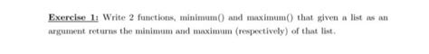 Solved Exercise 1 Write 2 Functions Minimum And