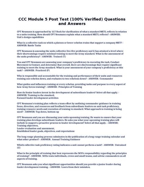 Ccc Module 5 Post Test 100 Verified Questions And Answers Exams History Docsity