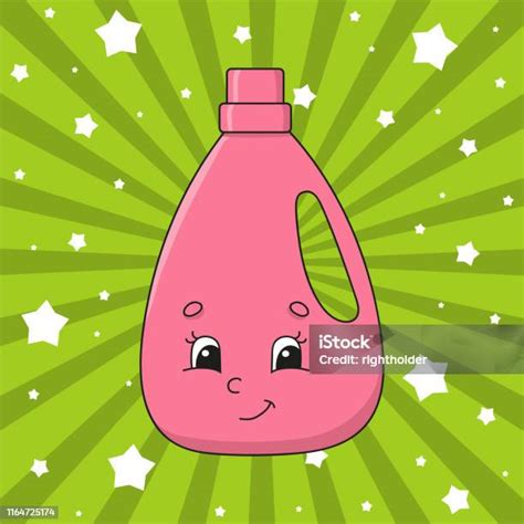 핑크 원단 유연제 귀여운 캐릭터 다채로운 벡터 일러스트레이션입니다 만화 스타일입니다 색상 배경에 격리 디자인 요소입니다 디자인 서적 스티커 카드 포스터 옷용 템플릿 개념에