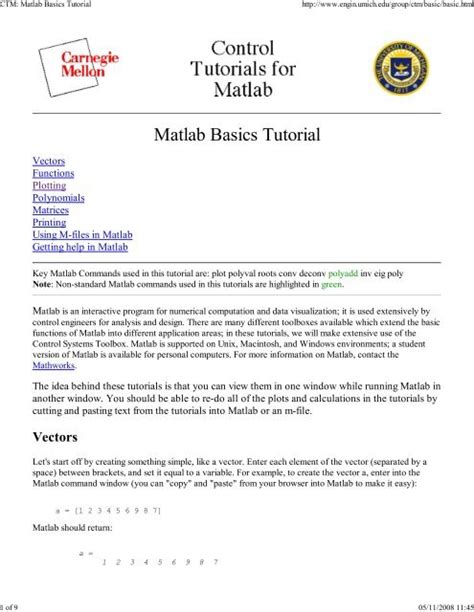 ctm matlab basics tutorial
