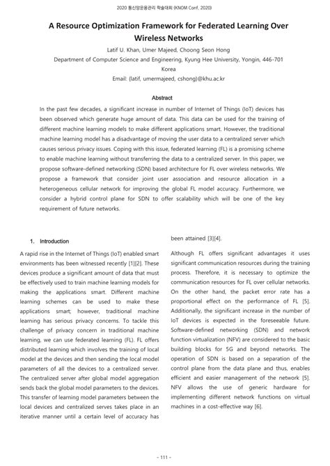 Pdf A Resource Optimization Framework For Federated Learning Over