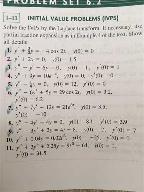 solved problem set 6 2 1 11 initial value problems ivps