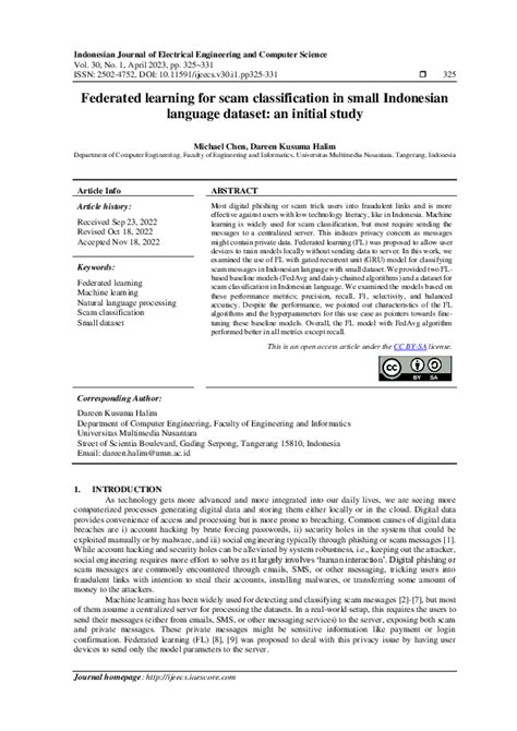 Pdf Federated Learning For Scam Classification In Small Indonesian
