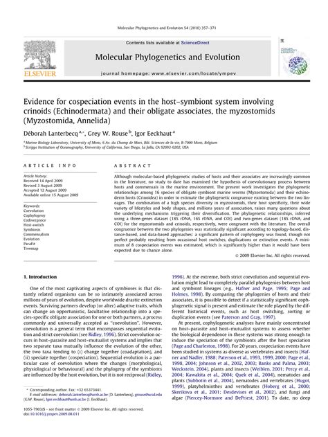 Evidence For Cospeciation Events In The Hostsymbiont System Involving