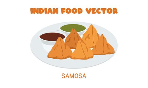 인도 사모사 흰색 배경에 격리된 인도 리솔 또는 짭짤한 박제 페이스트리 평면 벡터 그림 사모사 클립아트 만화 스타일 아시아 음식 인도 요리 인도 음식 0명에 대한 스톡 벡터