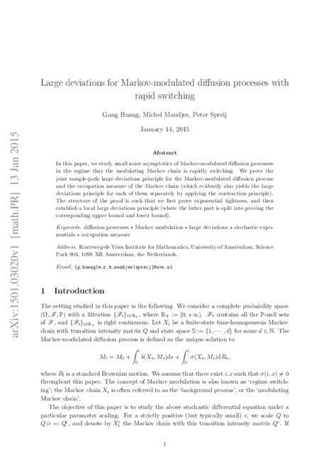 Pdf Large Deviations For Markov Modulated Diffusion Processes With Rapid Switching