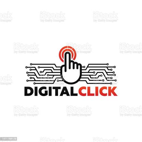 디지털 클릭 화살표 및 터치 로고 템플릿 디자인 벡터 엠블럼 디자인 개념 크리에이티브 심볼 아이콘 개념에 대한 스톡 벡터 아트