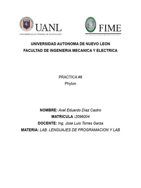Practica 8 Phyton Pdf Python Lenguaje De Programación Lenguaje De Programación