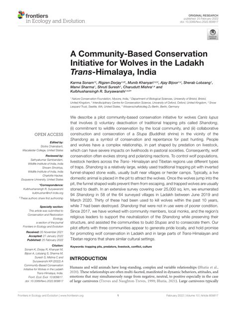 Pdf A Community Based Conservation Initiative For Wolves In The