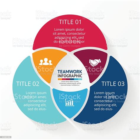 팀워크 소셜 인포그래픽 다이어그램 프리젠테이션 3 옵션을 제공합니다 다이어그램에 대한 스톡 벡터 아트 및 기타 이미지