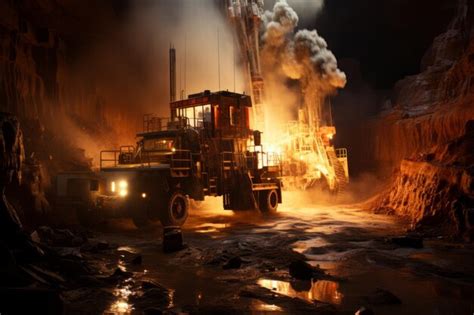 Premium Ai Image Drilling Rig In Action Extracting Valuable Resources From Deep Underground