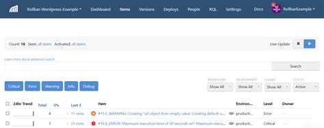How To Show Errors In Wordpress Rollbar