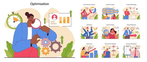 Business Processes Optimization Set Productive Vector Image