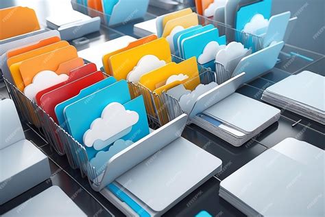 File Folders Document With Cloud Computing Technology Symbol Online
