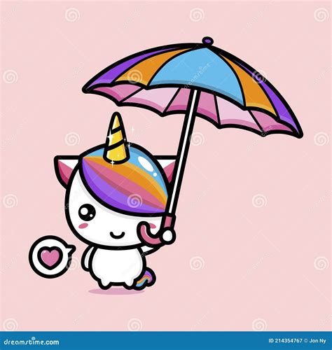 Fofo E Adorável Personagem De Desenho Animado De Unicórnio Segurando Um