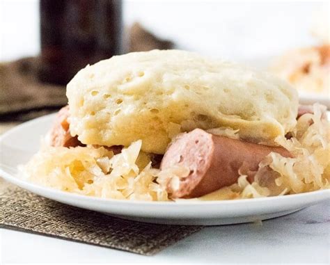 Slow Cooker Sauerkraut And Dumplings With Beer Braised Kielbasa Fox Valley Foodie