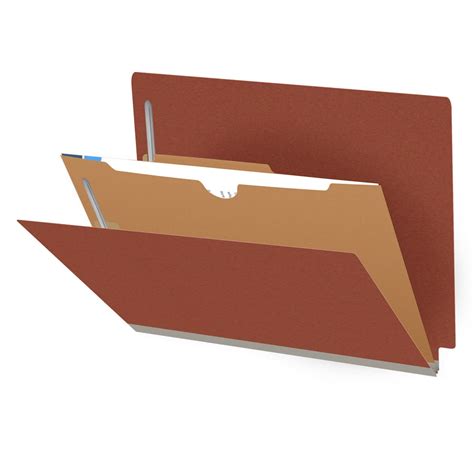 Red Letter Size End Tab One Pocket Divider Classification Folder With 2″ Dove Gray Tyvek