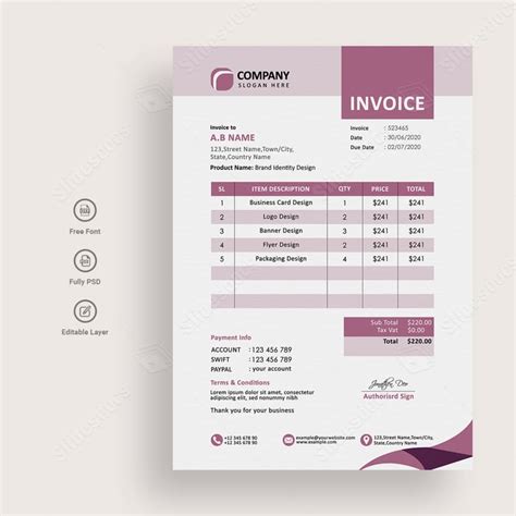 Black Blue Red Invoice Contract Web Scoping Form Simple Creative Word