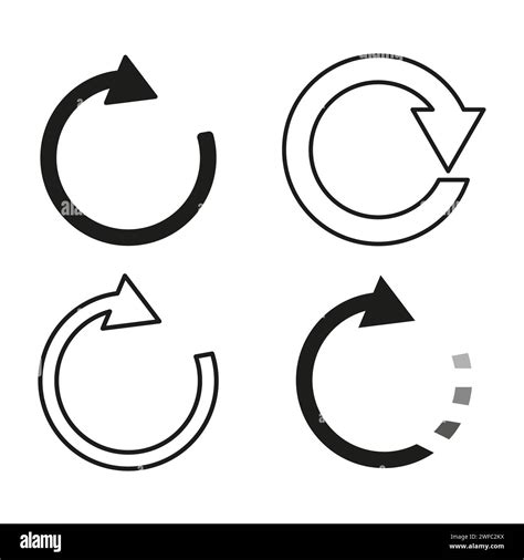 Circular Arrow Icon Set Four Fat And Thin Sign Update Symbol Restart Sign Flat Art Vector