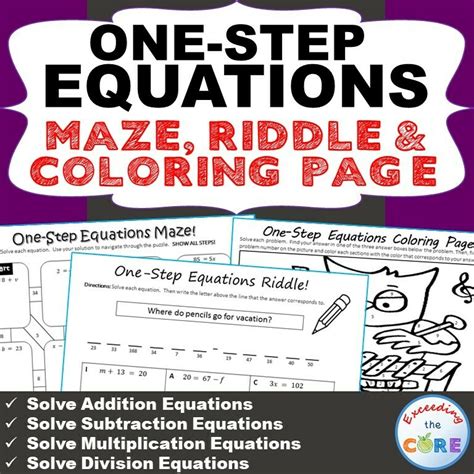 ONE STEP EQUATIONS Maze Riddle Coloring Page