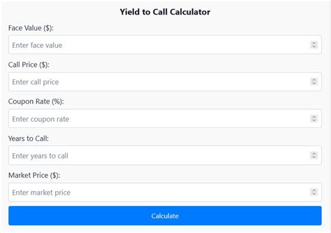 Yield To Call Calculator YTC Calculator